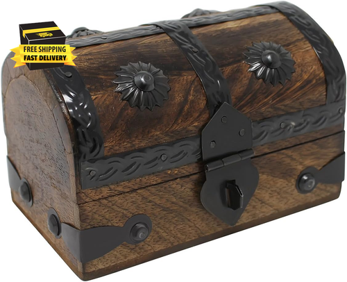 Treasure Chest Keepsake and Decorative Wood Box (Small 5X3X3.25 ...