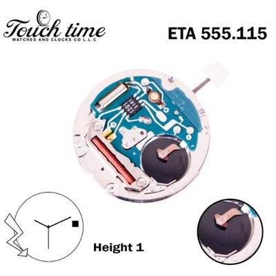 ETA 555.115 Swiss Quartz Movement-5 Jewels-3 Hands-White Date Disk at 3 ...