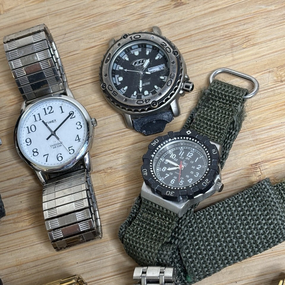 Untested Vintage Quartz Watch Lot - Timex Fossil FSL Citizen Caravelle ...