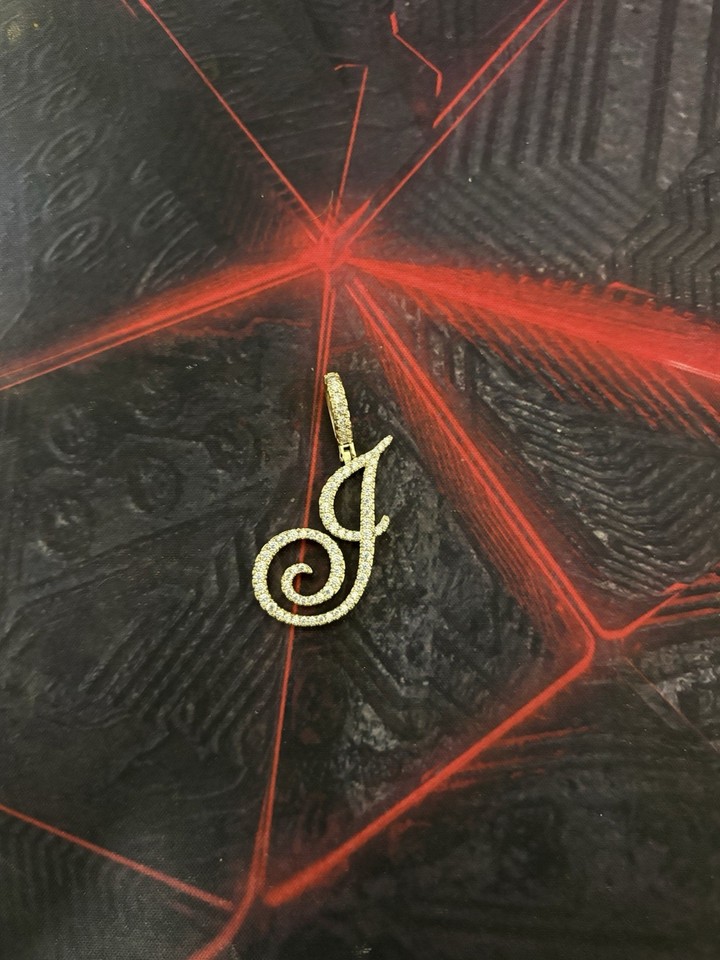 Yellow Gold Rope Chain Necklace Letter J Pendant with White Stones | eBay