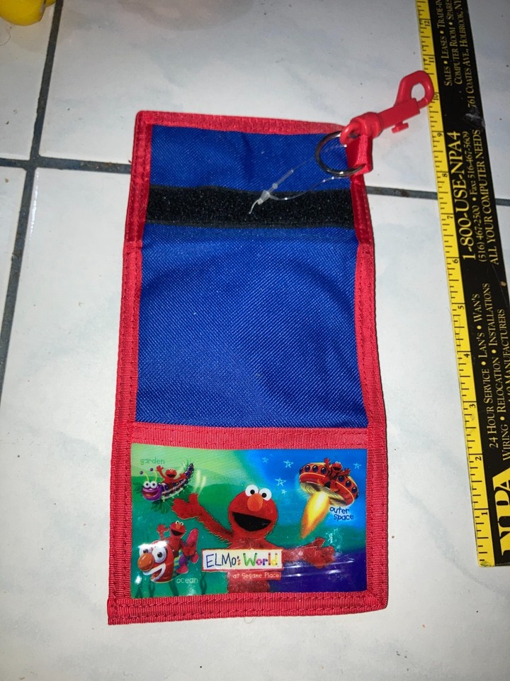 ELMOS WORLD SESAME STREET SESAME PLACE WALLET VINTAGE RED BLUE KEYCHAIN ...