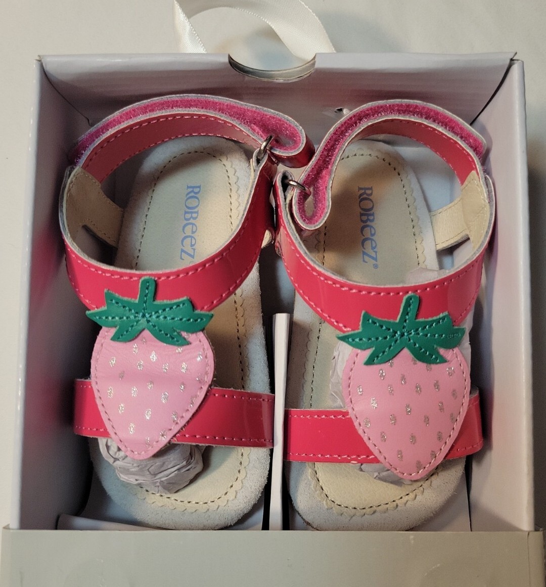 Robeez First Kicks Infant Girl Strawberry Neon Pink Sandals US 6 (18-24 ...