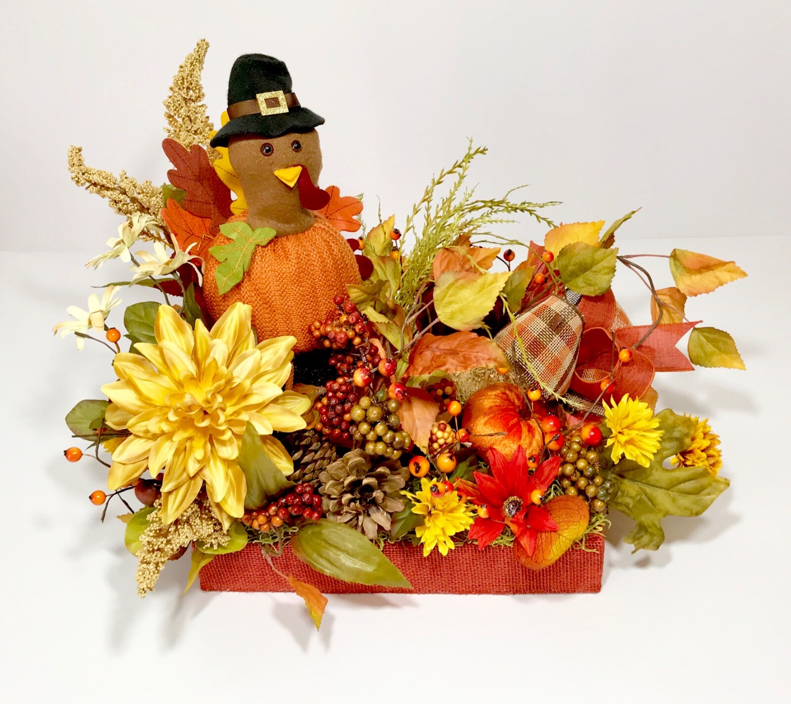 LARGE THANKSGIVING TURKEY CENTERPIECE FALL COLORS AUTUMN FLORAL ...