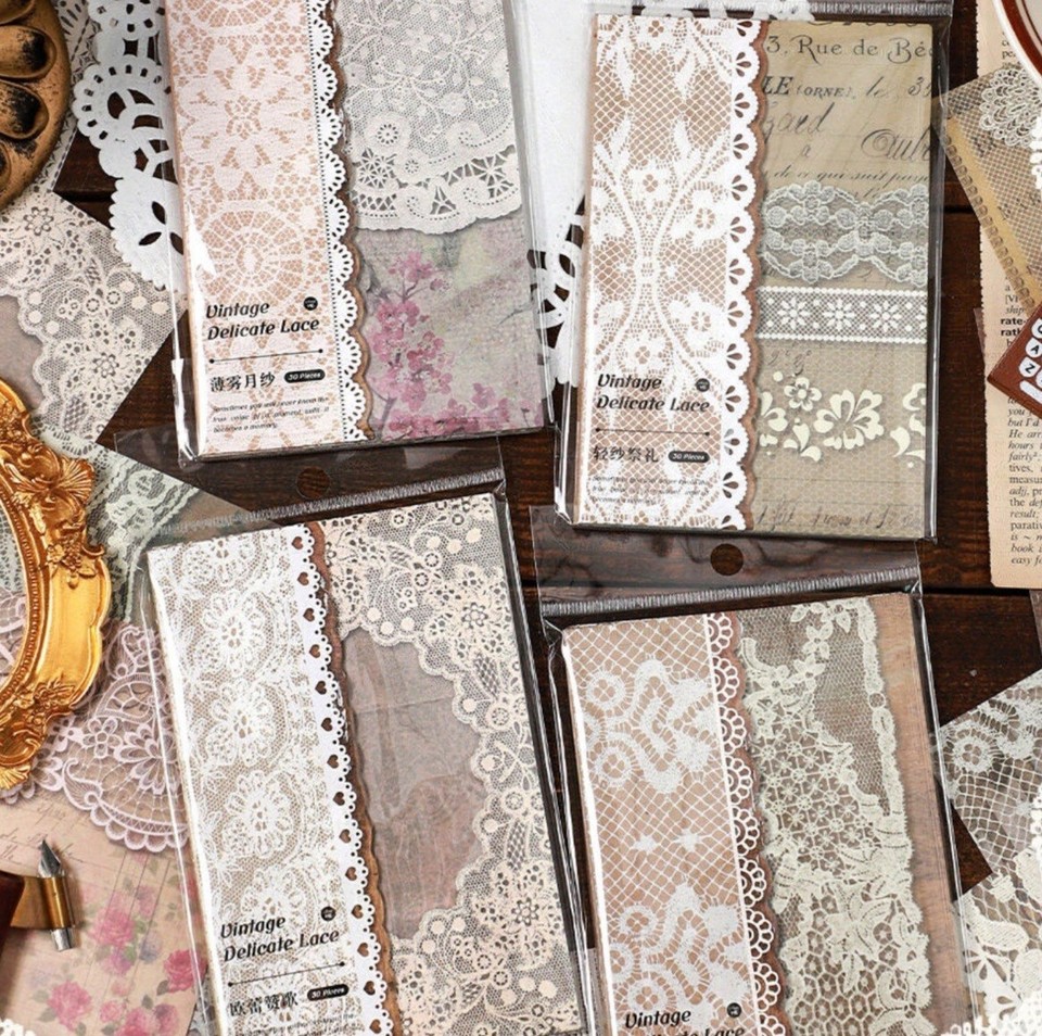 Retro Vintage Lace White Napkin Ornaments Craft Paper Set scrapbooking ...