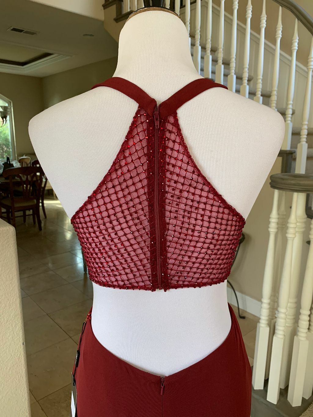 $298 NWT GARNET/RED LA FEMME PROM/PAGEANT/FORMAL DRESS/GOWN #22288 SIZE ...