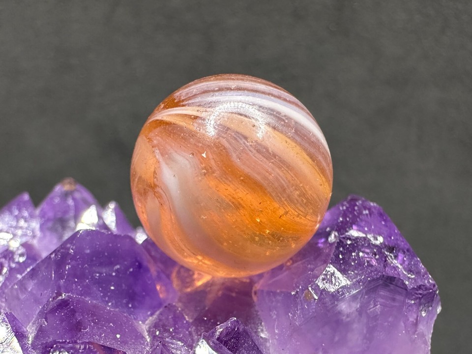 PRETTY Vintage Master PEACH Brushed Sunburst Slag Marble - .67 ...