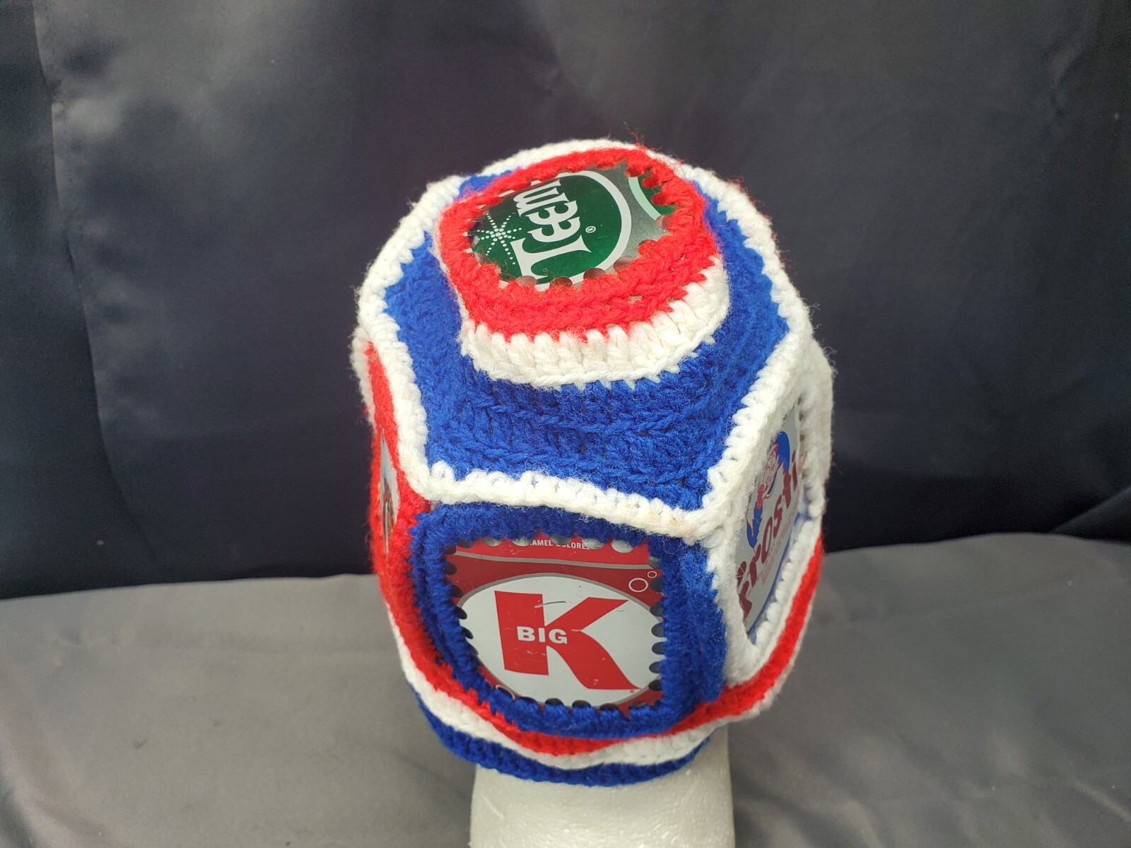 Vintage 1970s Pepsi Plus 6 Soda / Pop Cans Crochet Yarn Hipster Bucket ...