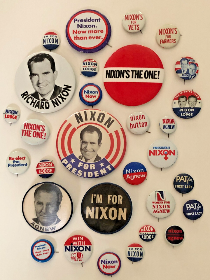 Vintage Richard Nixon Presidential Campaign Pinback Buttons Political ...