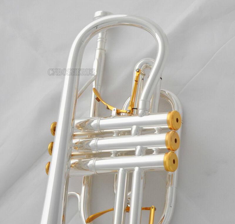 High Grade Silver Gold plated Cornet Bb Keys Double Triggers Trumpet ...