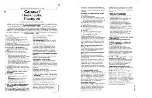 Capasal Theraputic Shampoo For Scaly Scalp, Eczema, Dandruff, Psoriasis ...