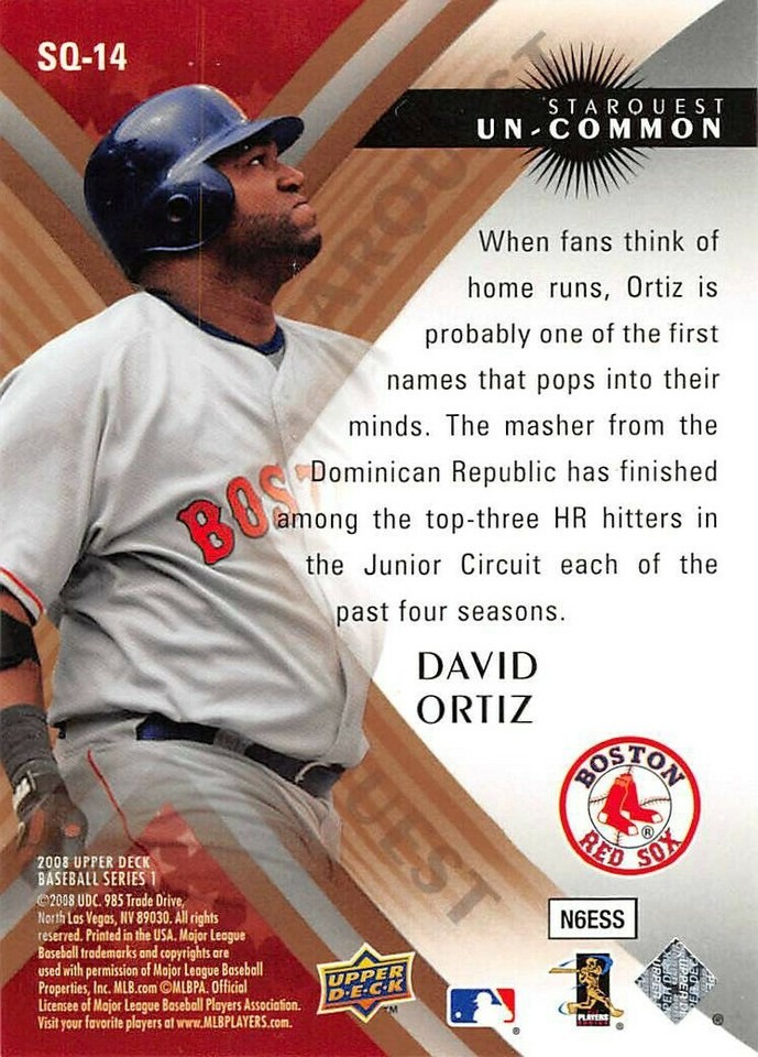 David Ortiz 2008 Upperdeck Starquest Common Baseball Card SQ-14 BB2 | eBay