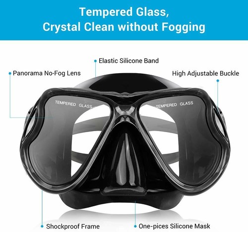 Adult Tempered Glass Diving Set Scuba Anti-Fog Goggles and Snorkeling ...