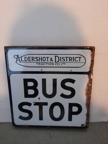 Bus stop enamel sign. Vintage bus stop sign. Aldershot and District ...