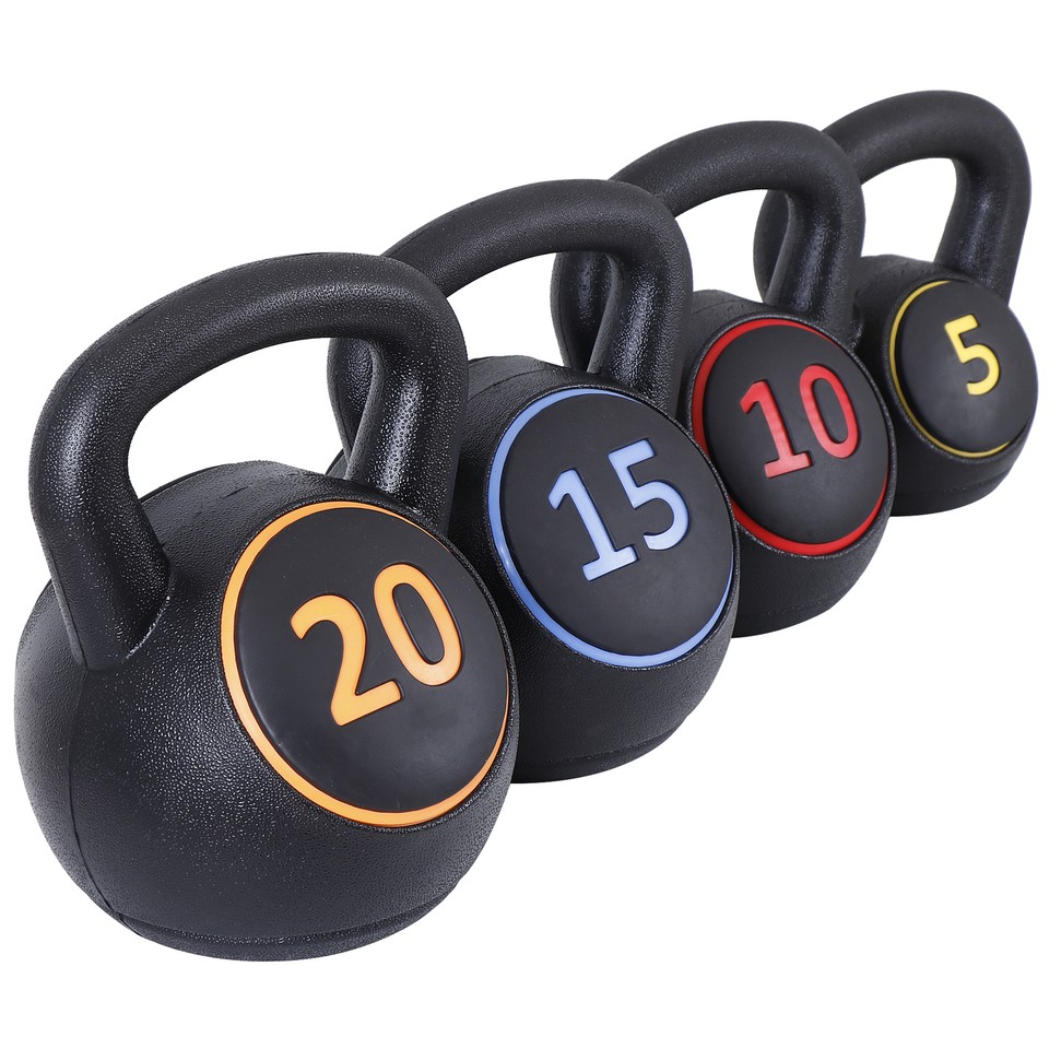 4-Piece Kettlebell Set Exercise Training Fitness Weights 5lb, 10lb ...