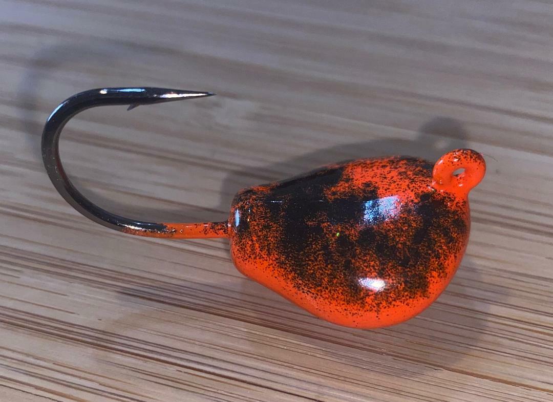 10 SPARKIE NC Tog Jigs ORANGE BLACK Sheepshead Tautog jig heads ...