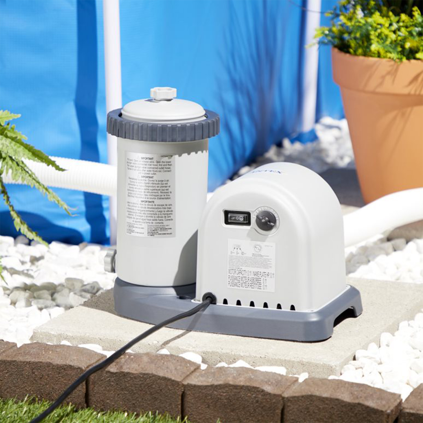 Intex 1500 GPH Easy Set Above Ground Swimming Pool Pump Filter System ...