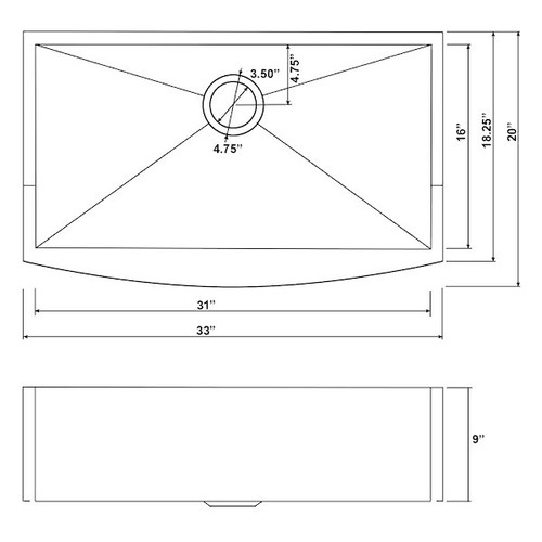 AKDY KS0063 33 in. Farmhouse Single Bowl Apron Mount Kitchen Sink for ...
