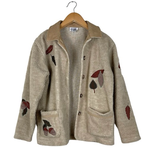 Vintage 90s Teddi Women’s Size Small Tan Fleece Fall Leaves Jacket ...