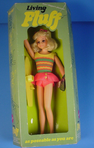 1970 Living Fluff Doll 9" Barbie Family MIB Mattel Skipper friend Mod ...