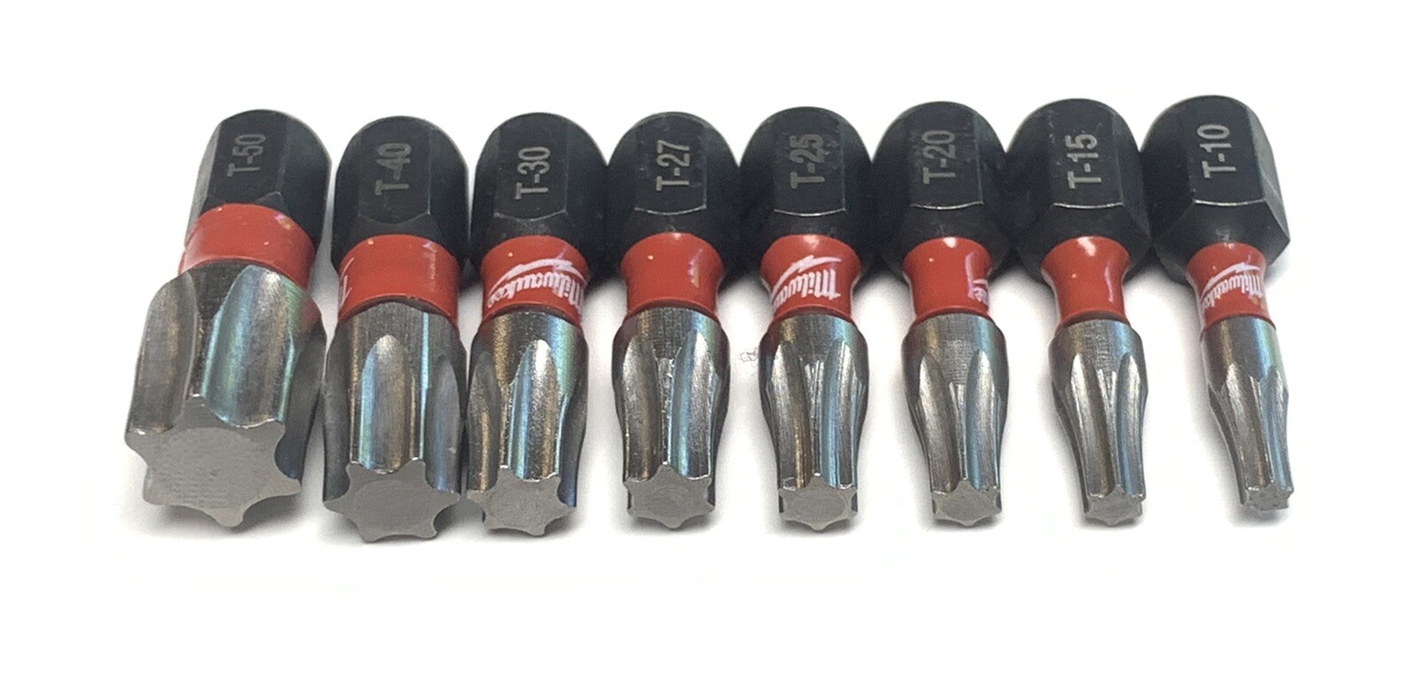 T10 T15 T20 T25 T27 T30 T40 T50 New Milwaukee SHOCKWAVE 1 in. 8 Pc Torx ...