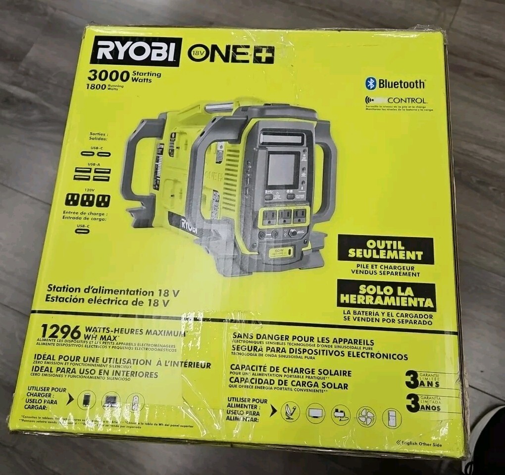 NEW. RYOBI RYi818BT One 18 Volt Power Station Battery Inverter ...