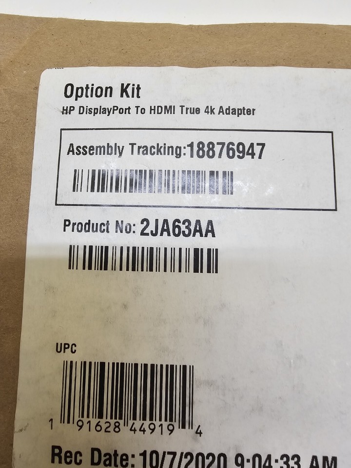 New In Package HP 2JA63AA 4K DisplayPort To HDMI Adapter | eBay
