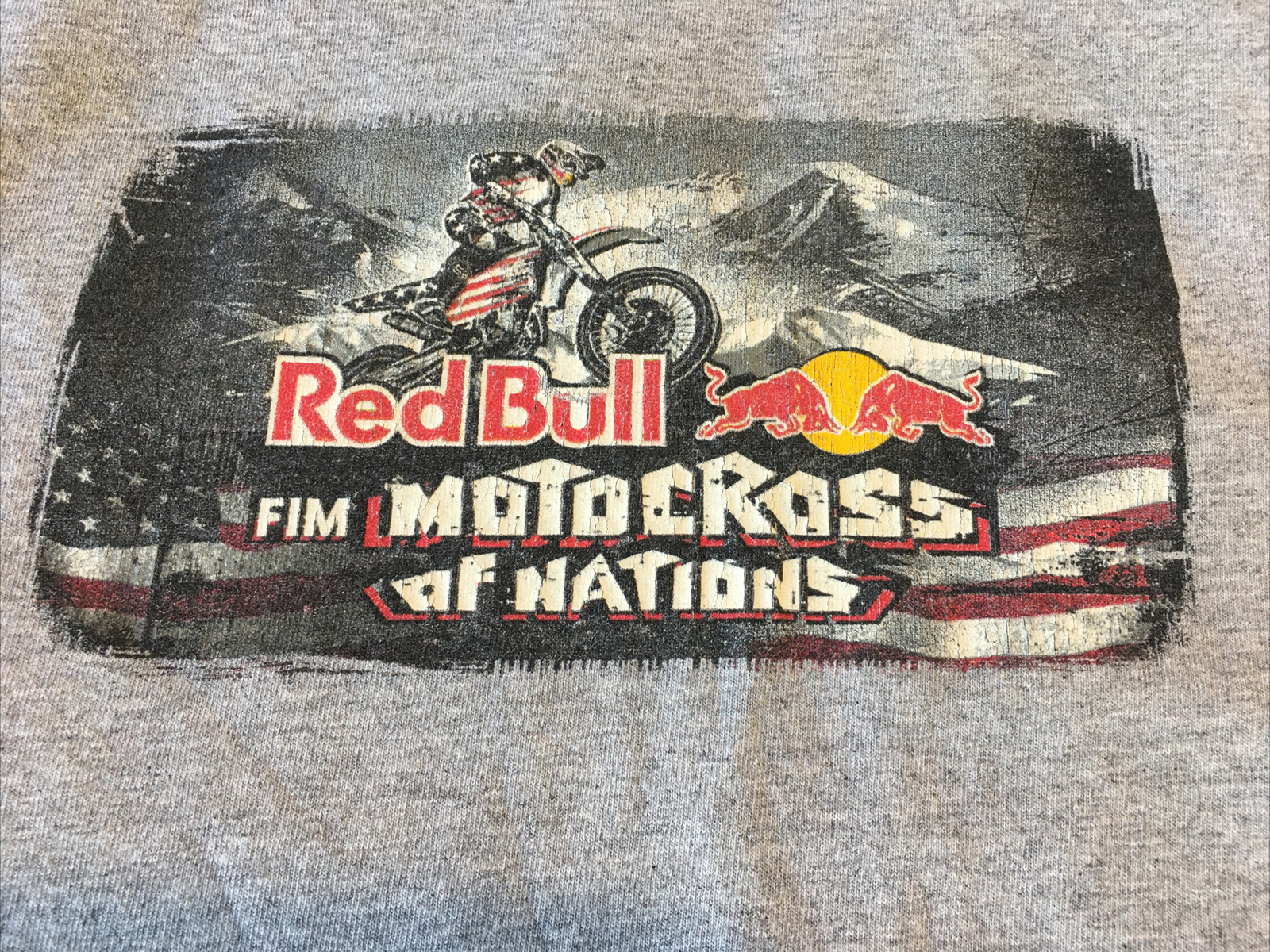 Large Gray Red Bull Motocross of Nations Graphic Tee,… - Gem