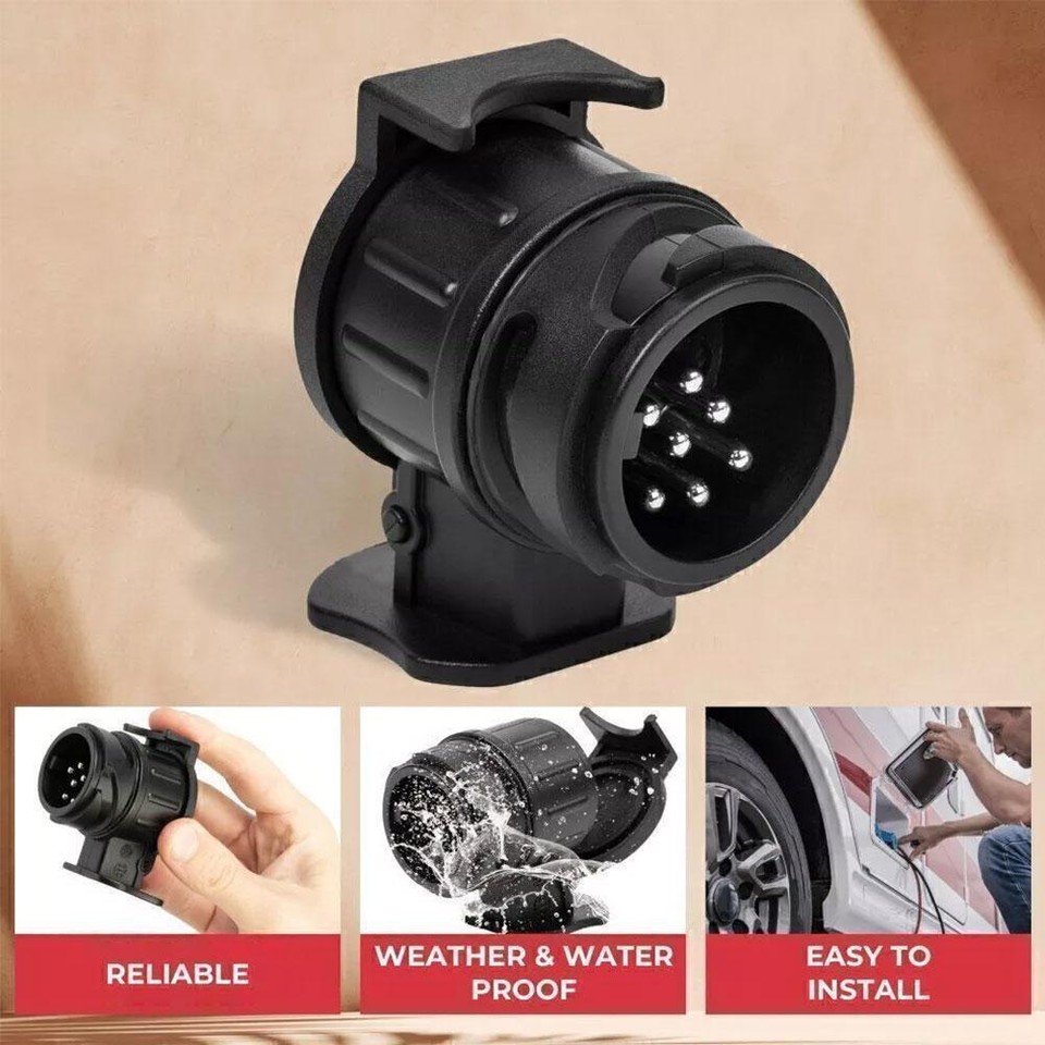 13 to 7 Pin Trailer Truck Electric Towing Converter Tow Bar Plug ...