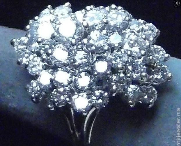 LADIES DIAMOND WATERFALL COCKTAIL CLUSTER DINNER RING, 6 CARATS,14K ...
