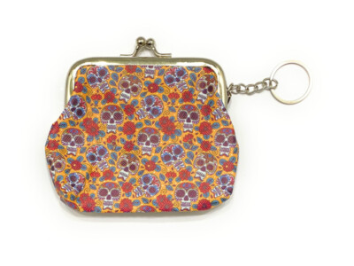 4.5" Tan Sugar Skull Snap Closure Coin Purse w/ Keychain | eBay