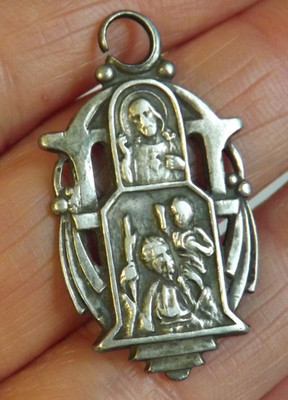 Open bail Sterling Jesus OL Mt Carmel St Saint Christopher scapular ...