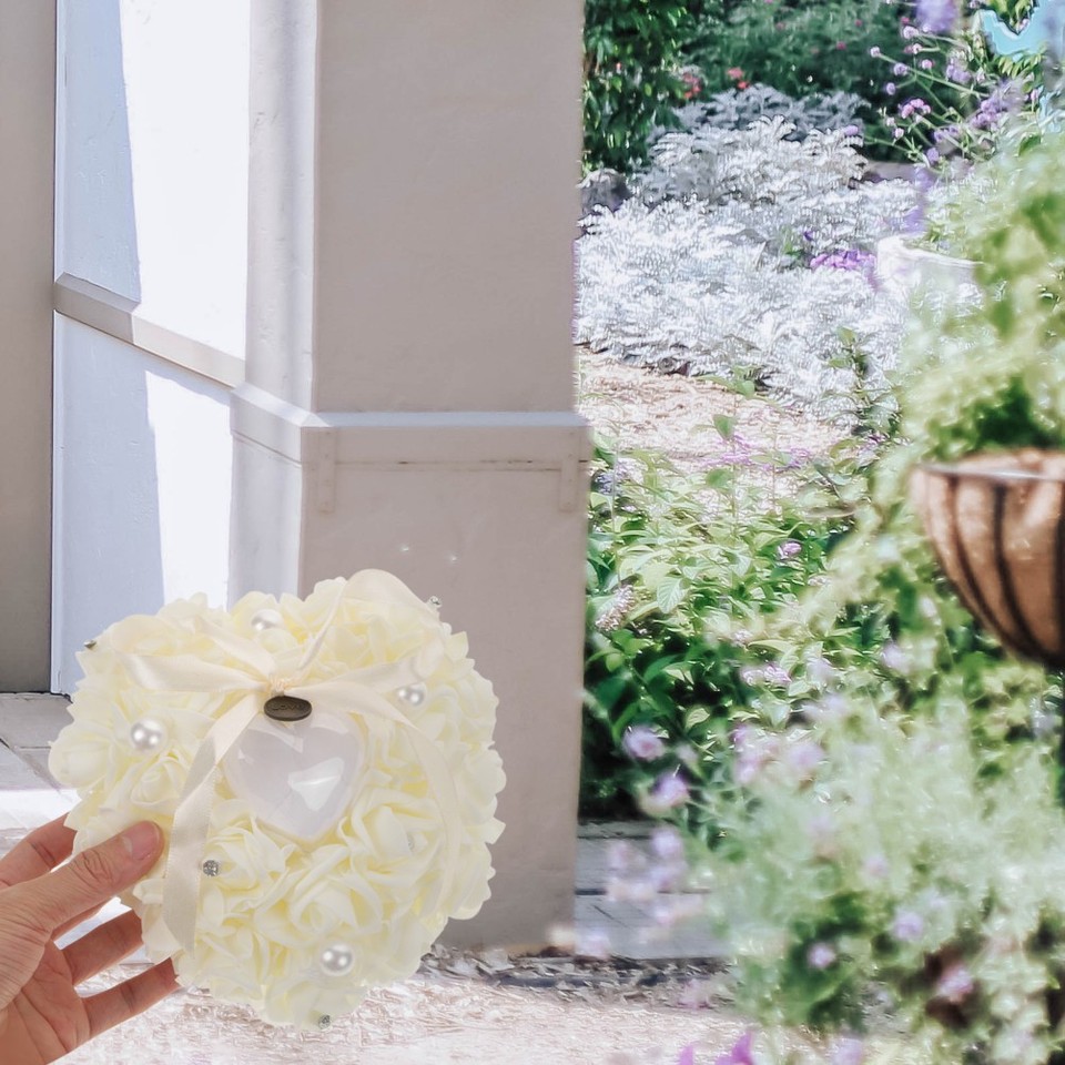 Engagement Ring Holder Heart Shaped Pillow Cushion Proposal Pillows ...