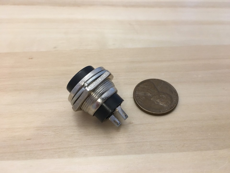 1 Piece BLACK 16mm MOMENTARY N/O normally open PUSH BUTTON SWITCH DC on ...