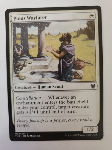 MTG Magic The Gathering Card Pious Wayfarer Creature Human Scout White ...