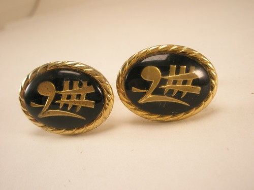 Musical Note Vintage ANSON Cuff Links sheet song band clef treble alto ...