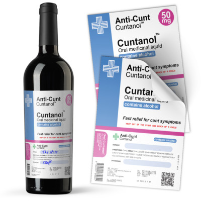 Anti-C*nt Wine & Spirit Bottle Sticker Prescription Drink Labels Funny ...