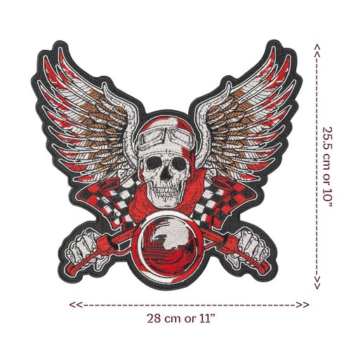 Large Embroidered Patch Skull Ghost Rider Biker Motorcycle Sew Iron on ...