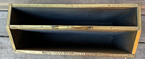 Embossed Hammered Brass and Wood Magazine Holder Double Slotted - LP ...