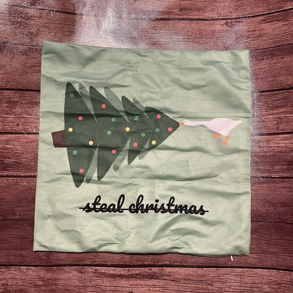 Steal Christmas Goose Christmas Tree Throw Pillow Cover Untitled Goose ...