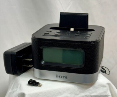 iHome Clock FM Radio, iPL8BN, iPhone Lightning, Ext. Adapter, Time Sync ...