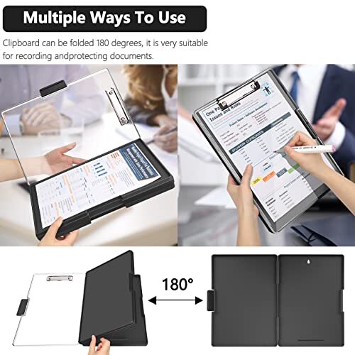 Heavy Duty Clearview Clipboard Folder File Case with 2 Storage and Pen ...