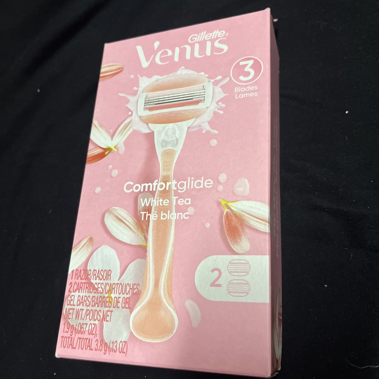 Gillette Venus 3 Blade Comfort Glide White Tea 1 Razor & 2 Cartridges ...