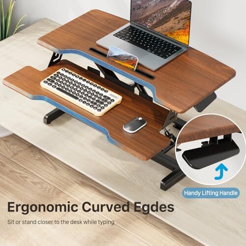 Standing Desk Converter 32 inch, Height Adjustable Sit Stand Desk 32 ...