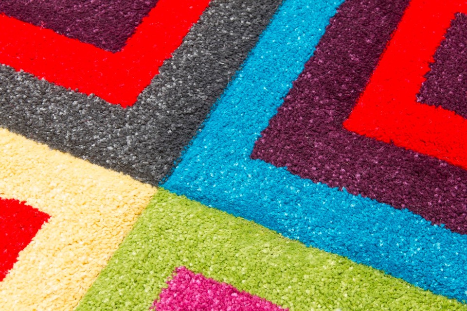 Funky Bright Rainbow Rugs Modern Multi Coloured Thick Runner Large Rug ...