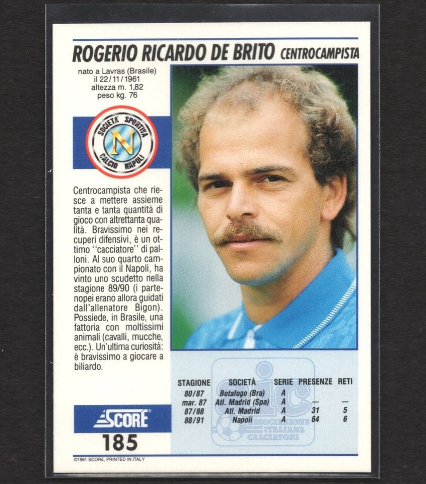 ALEMAO 1991-92 Italian Score Soccer Card NAPOLI #185 PSA | eBay