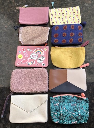 Lot of 10 Mixed Ipsy Makeup Bags Tote Sparkle Velvet Patterns Colorful ...