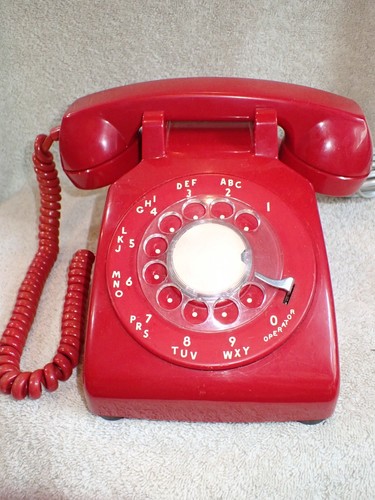 Vintage Red ITT Rotary Dial Desk Telephone Retro MCM Mid Century Phone ...