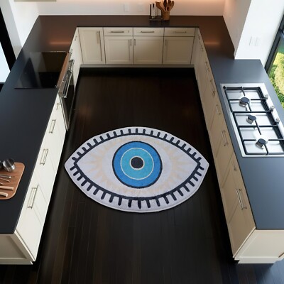 Evil Eye Oval Rug Boho Spiritual Protection Floor Mat Printed Area ...