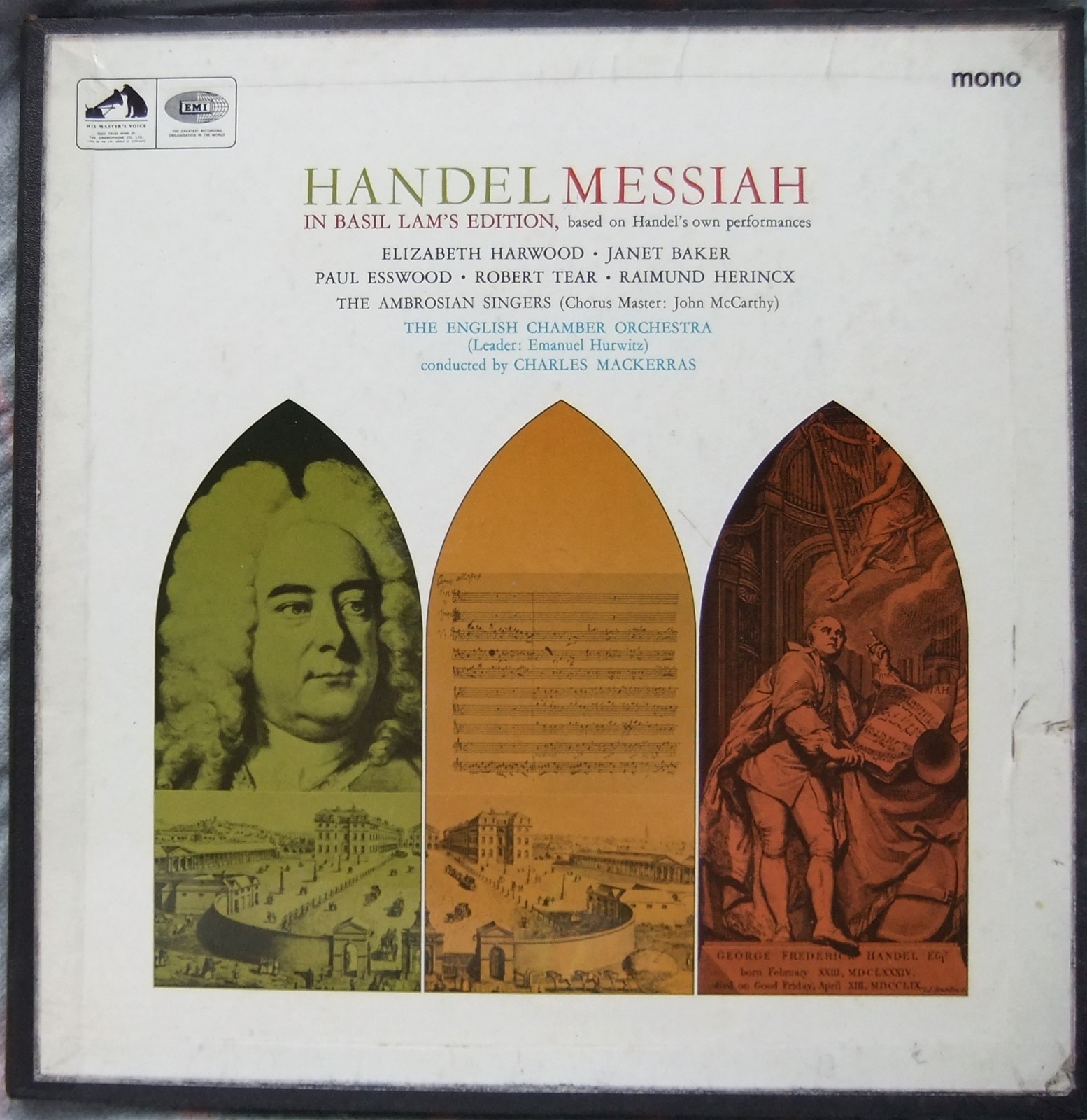 Messiah – GF Handel; Harwood Baker Mackerras; 3×Vinyl LP Box (HMV HQM ...