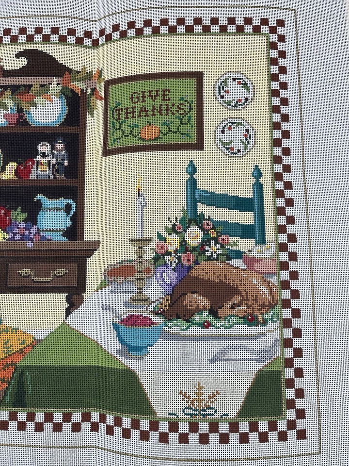 Sandra Gilmore Hand Painted Needlepoint Canvas - Give Thanks ...